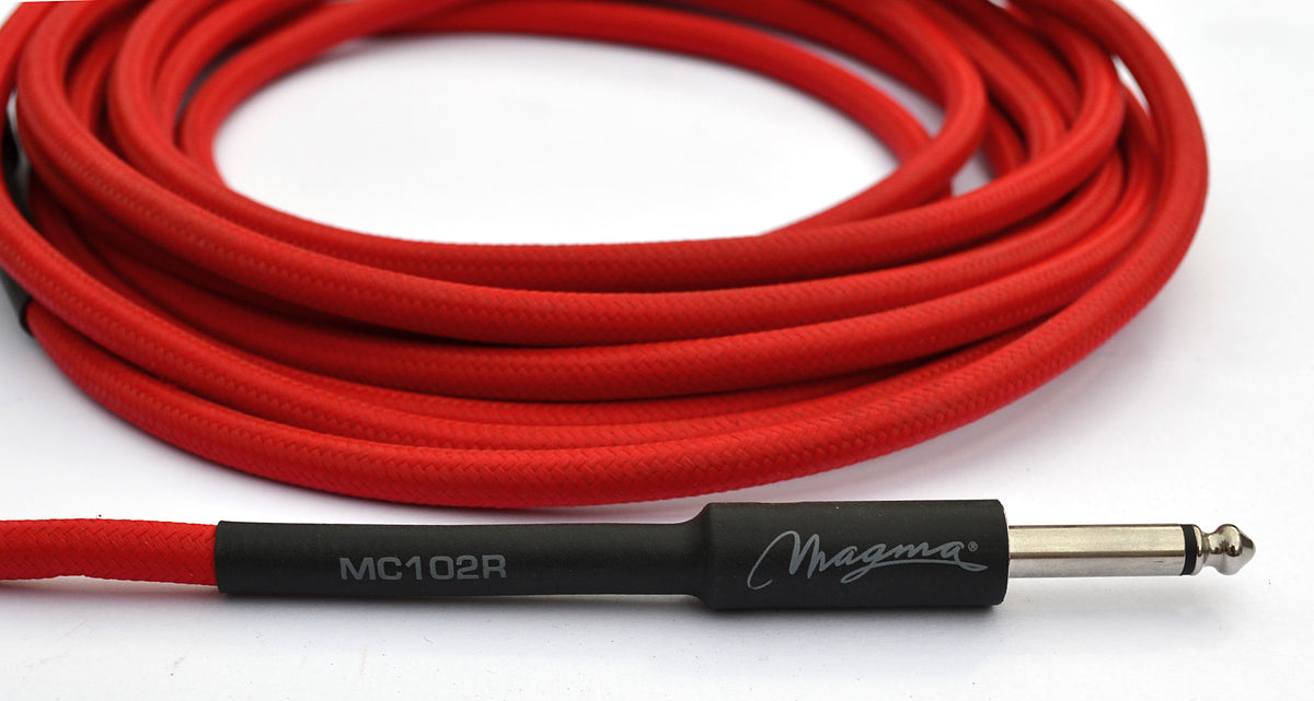Magma Instrument Cable, 1/4" Right Angle Rean By Neutrix, Red Tweed Cl ...